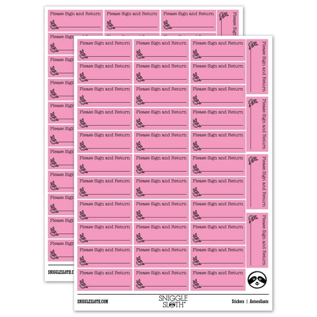 Please Sign and Return Rose Signature Line Sticker Set - Light Pink ...