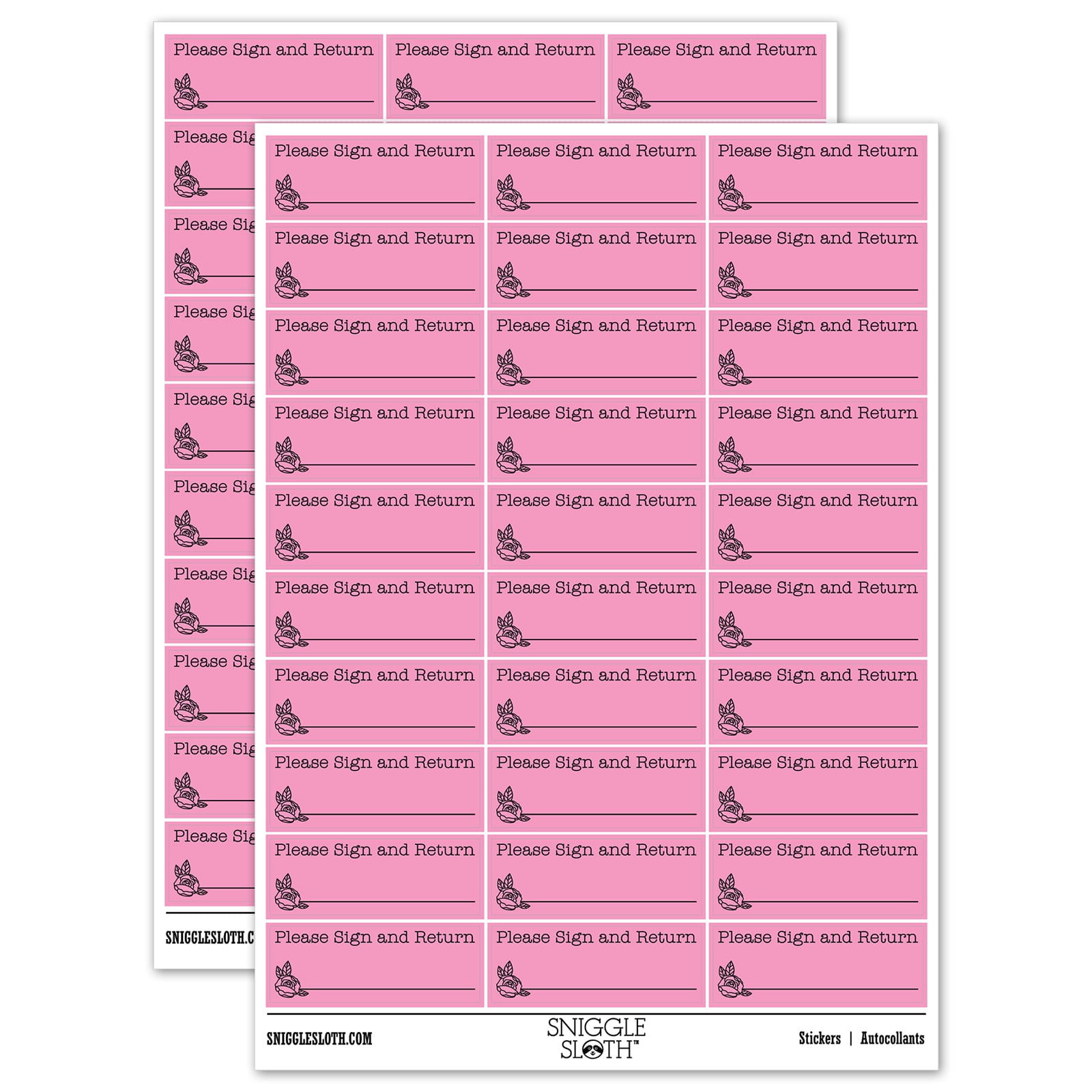 Please Sign and Return Rose Signature Line Sticker Set - Light Pink ...