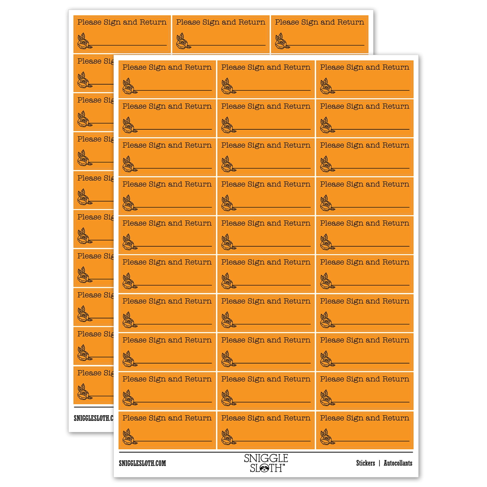 Please Sign and Return Rose Signature Line Sticker Set - Orange - Gloss ...