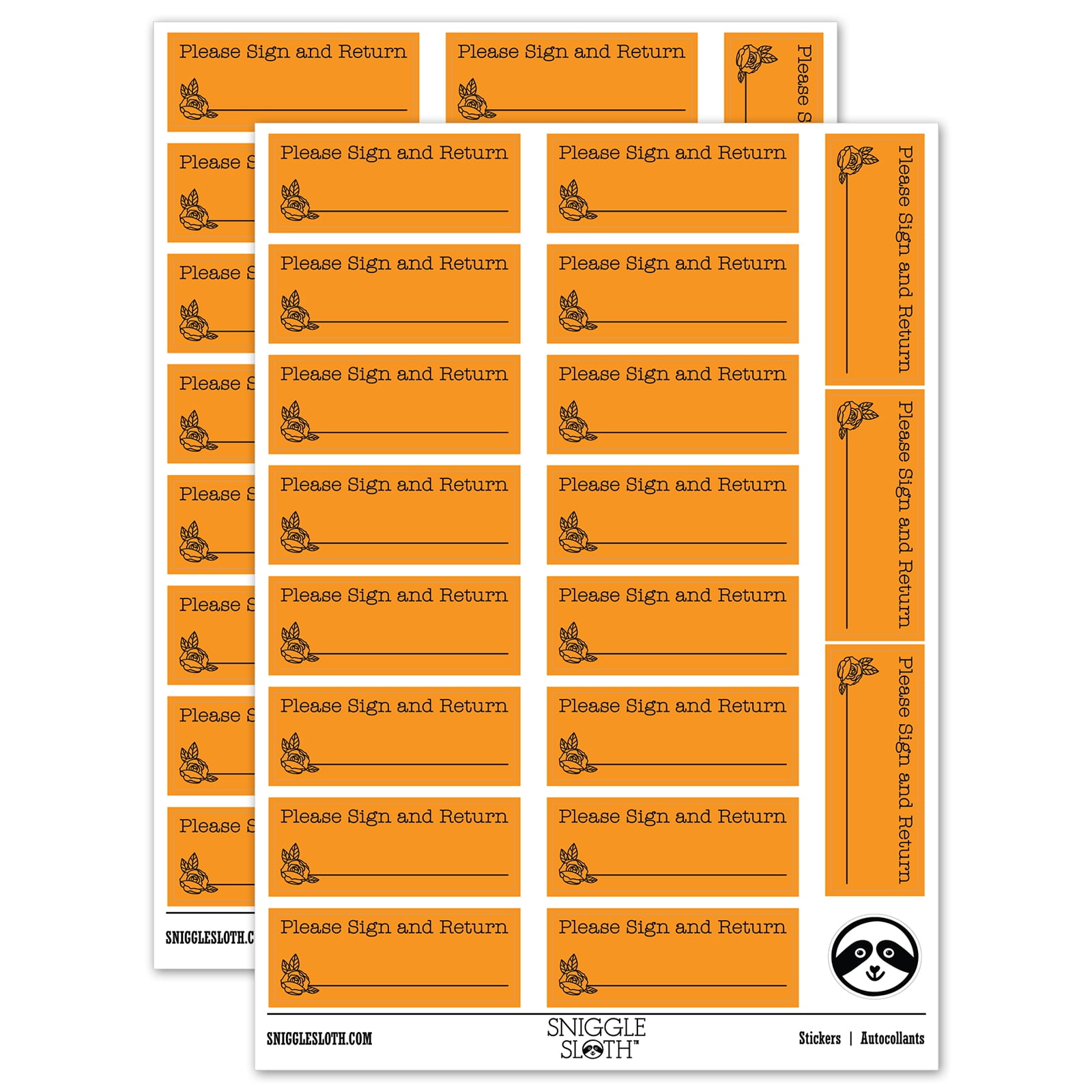 Please Sign and Return Rose Signature Line Sticker Set - Orange - Matte ...
