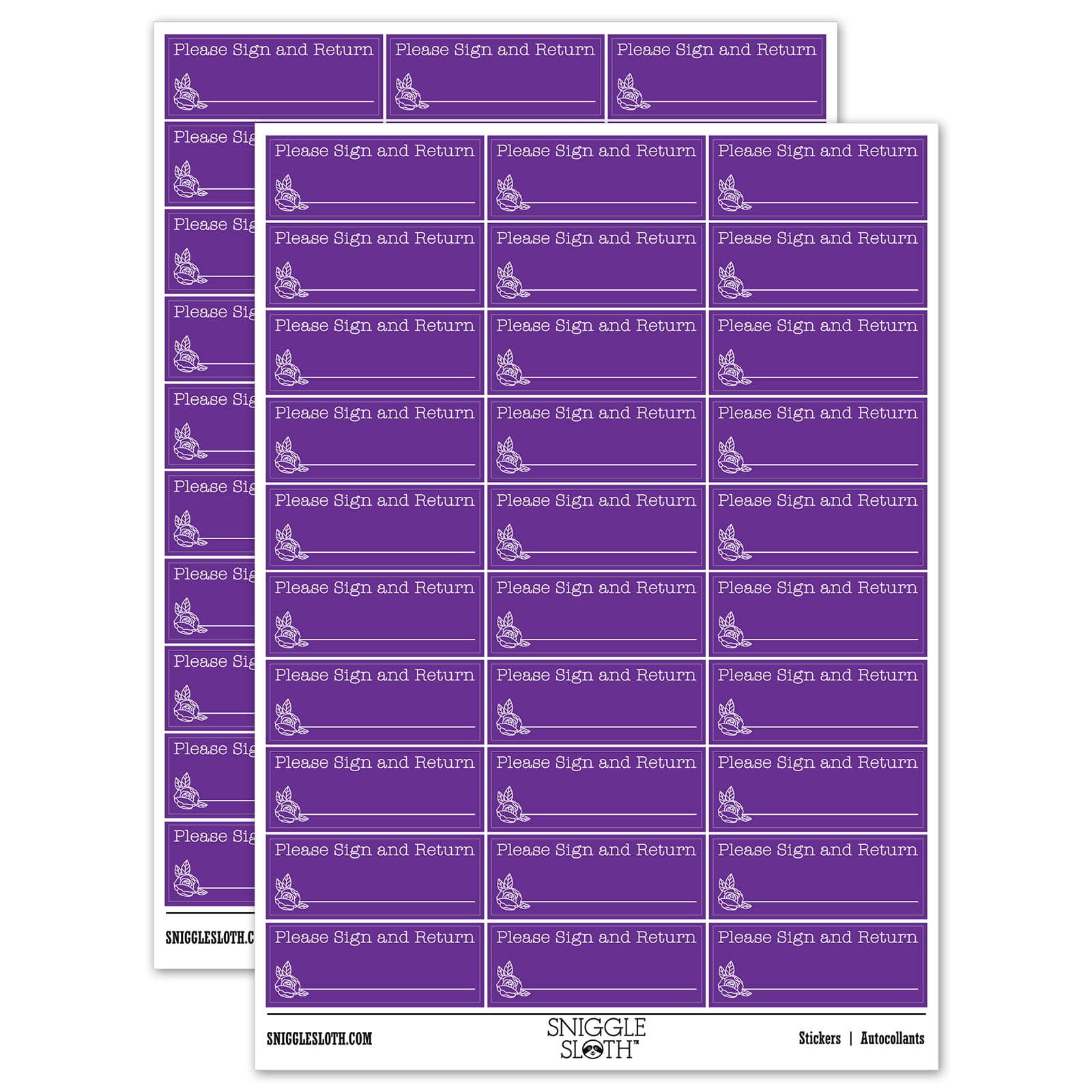 Please Sign and Return Rose Signature Line Sticker Set - Purple - Gloss ...