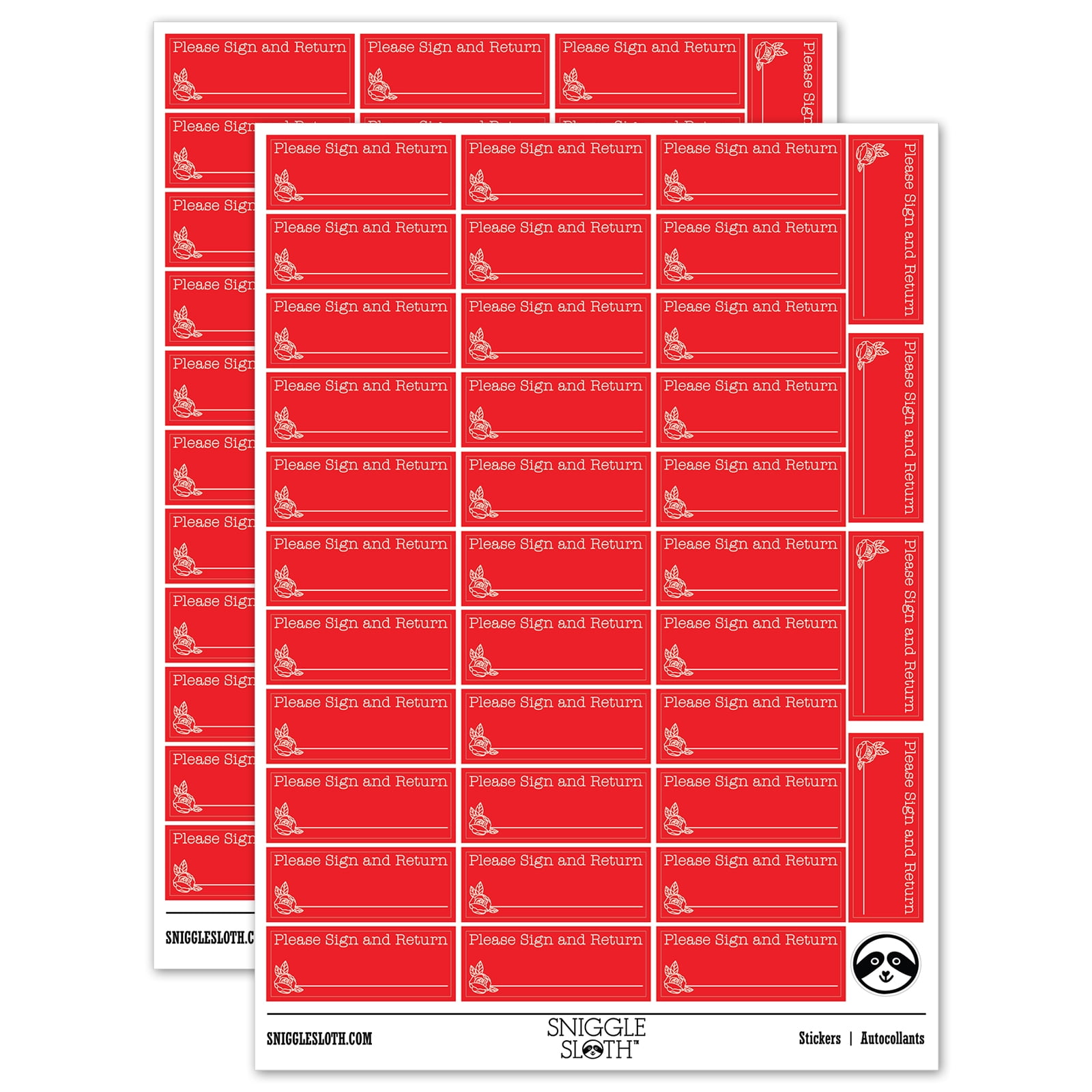 Please Sign and Return Rose Signature Line Sticker Set - Red - Gloss ...