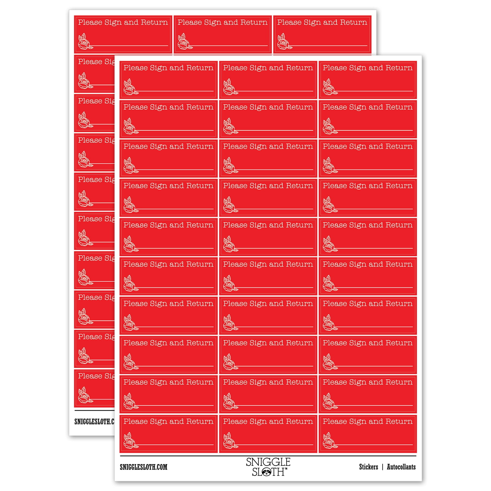 Please Sign and Return Rose Signature Line Sticker Set - Red - Matte ...