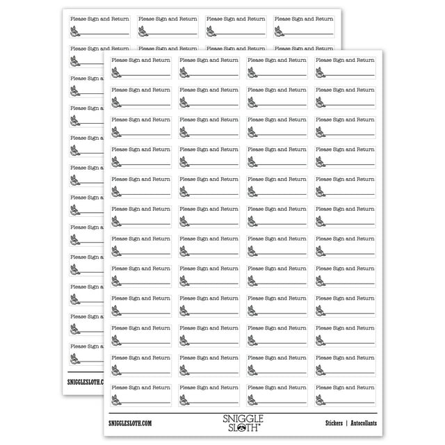 Please Sign and Return Rose Signature Line Sticker Set - White - Gloss ...