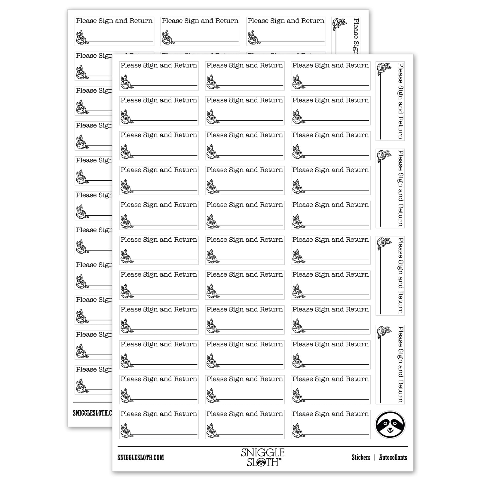 Please Sign and Return Rose Signature Line Sticker Set - White - Matte ...