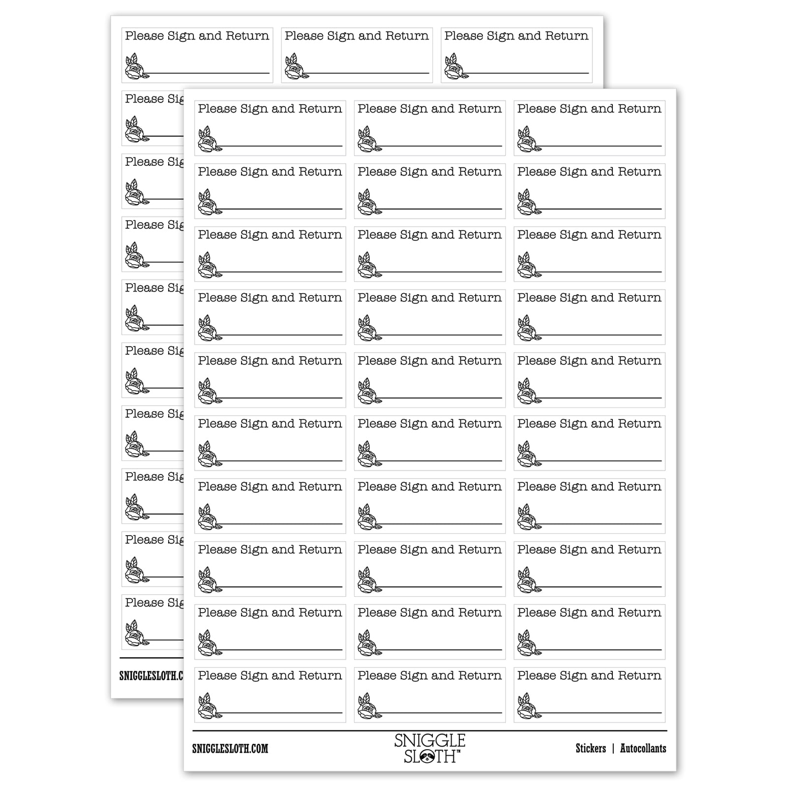 Please Sign and Return Rose Signature Line Sticker Set - White - Matte ...