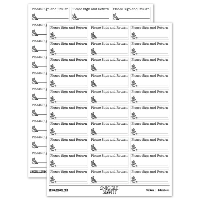 Please Sign and Return Rose Signature Line Sticker Set - White - Matte ...