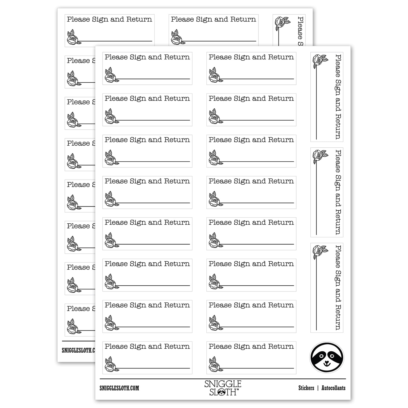 Please Sign and Return Rose Signature Line Sticker Set - White - Matte ...