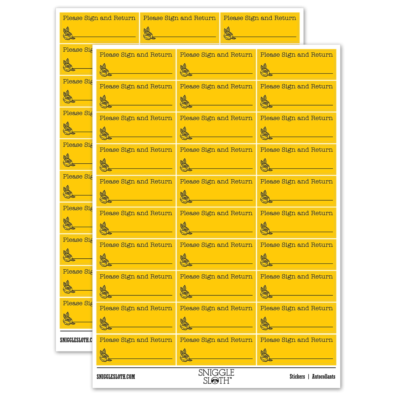 Please Sign and Return Rose Signature Line Sticker Set - Yellow - Gloss ...