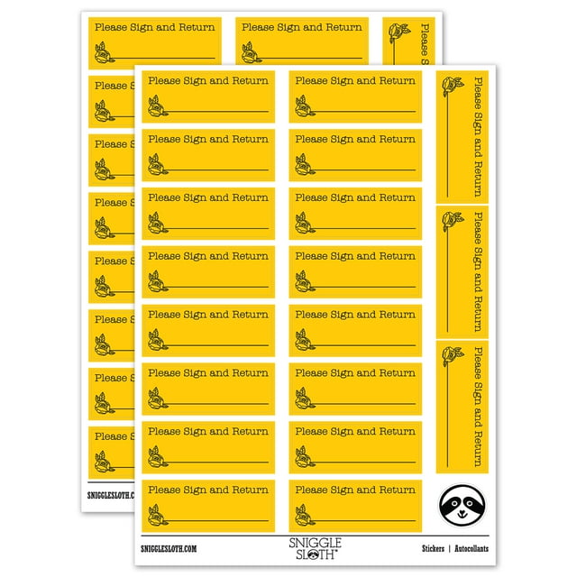 Please Sign and Return Rose Signature Line Sticker Set - Yellow - Gloss ...
