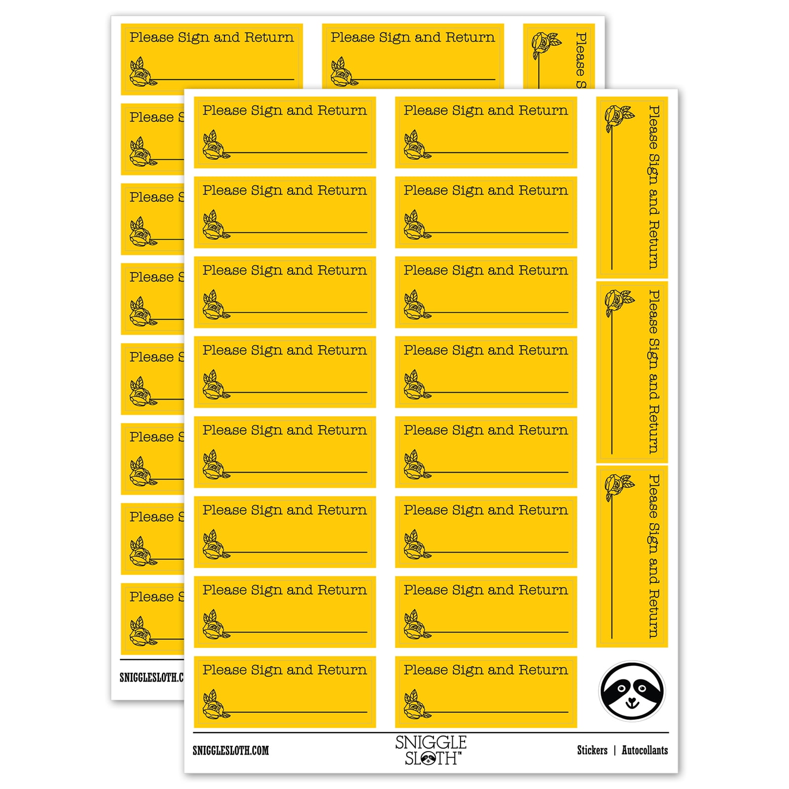 Please Sign and Return Rose Signature Line Sticker Set - Yellow - Matte ...