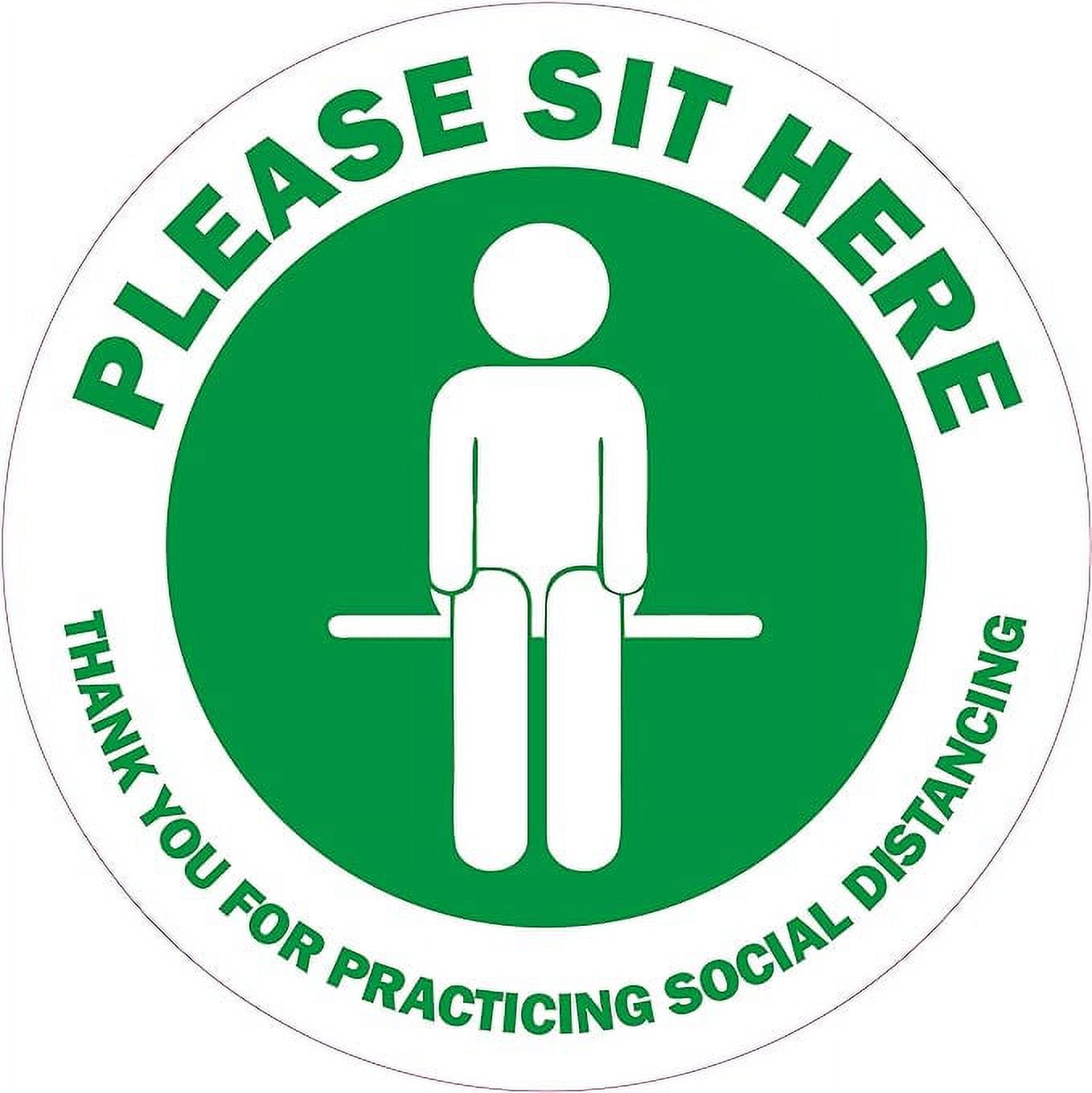 Please Sit Here Social Distancing Stickers - 30 GREEN Decals 4” Round ...