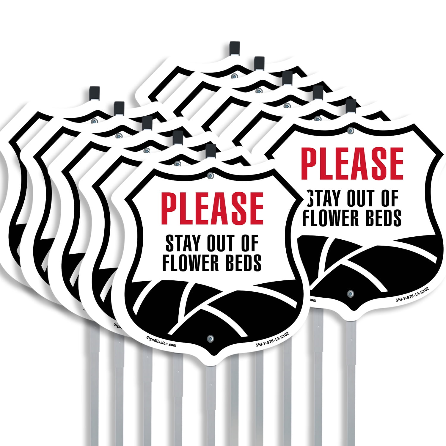 Please Stay Out Of Flower Beds (10 Pack) 12 inch X 12 inch Shield ...