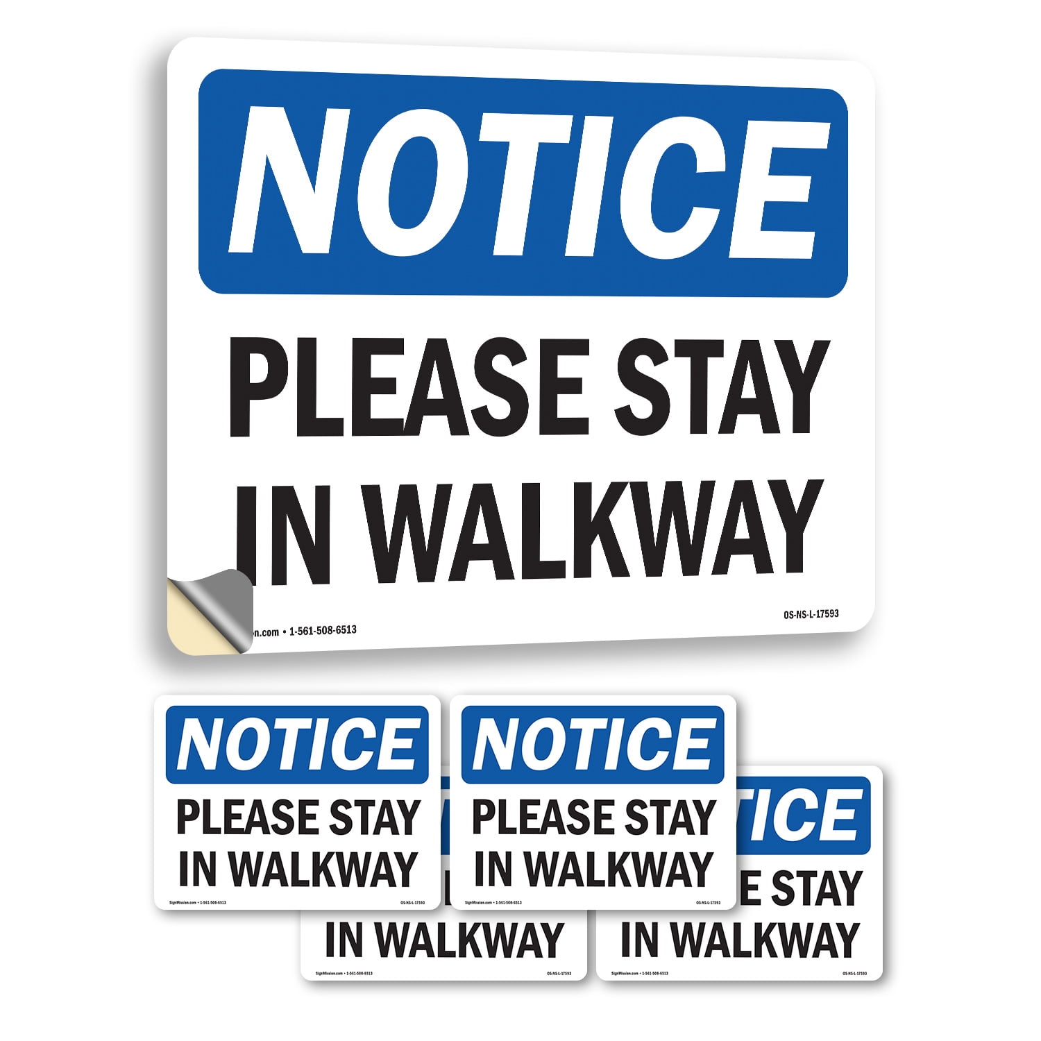 Please Stay In Walkway OSHA Notice Vinyl Decal Label 24 Inch x 18 Inch ...
