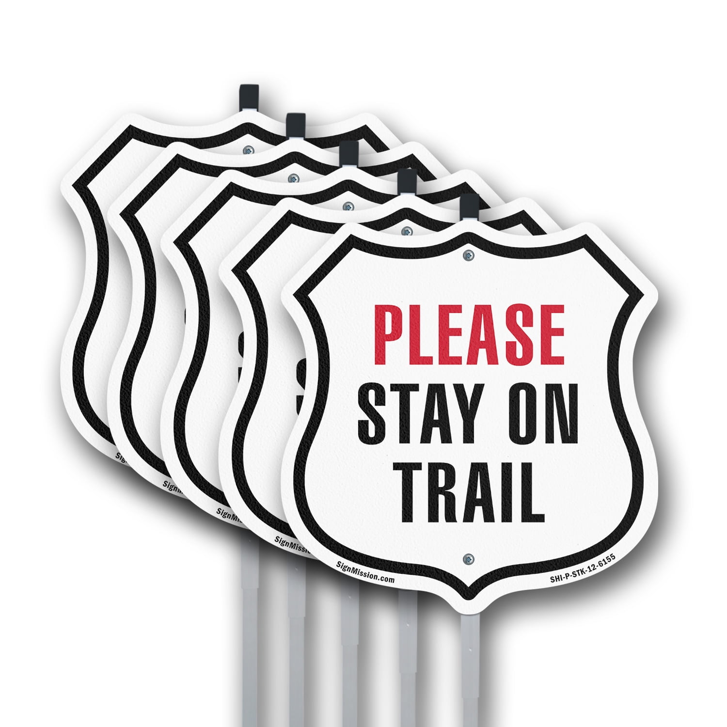 Please Stay On Trail (5 Pack) 12 inch X 12 inch Shield Shaped ...