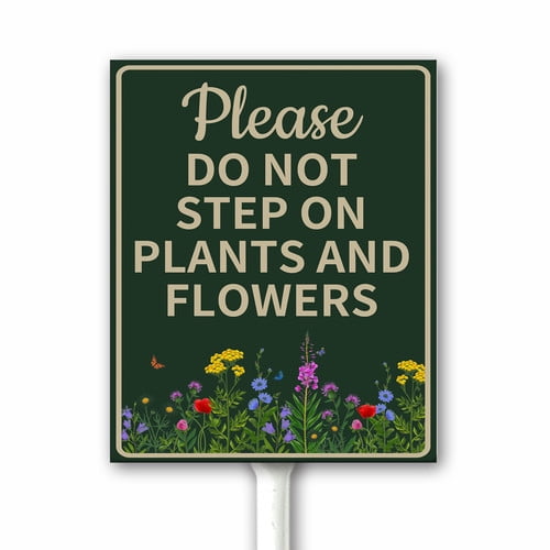 Please Do Not Step On Plants and Flowers Yard Sign with Stake, Keep Off ...