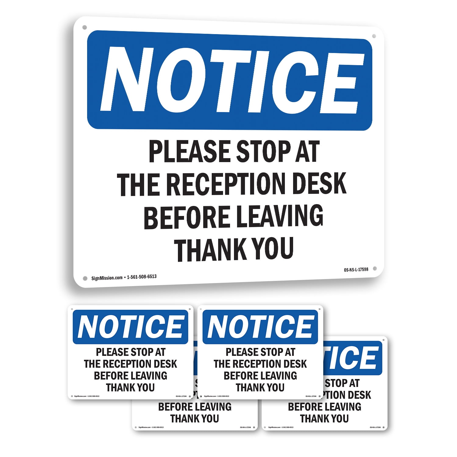 Please Stop At The Reception Desk Before OSHA Notice Aluminum Sign 10 ...