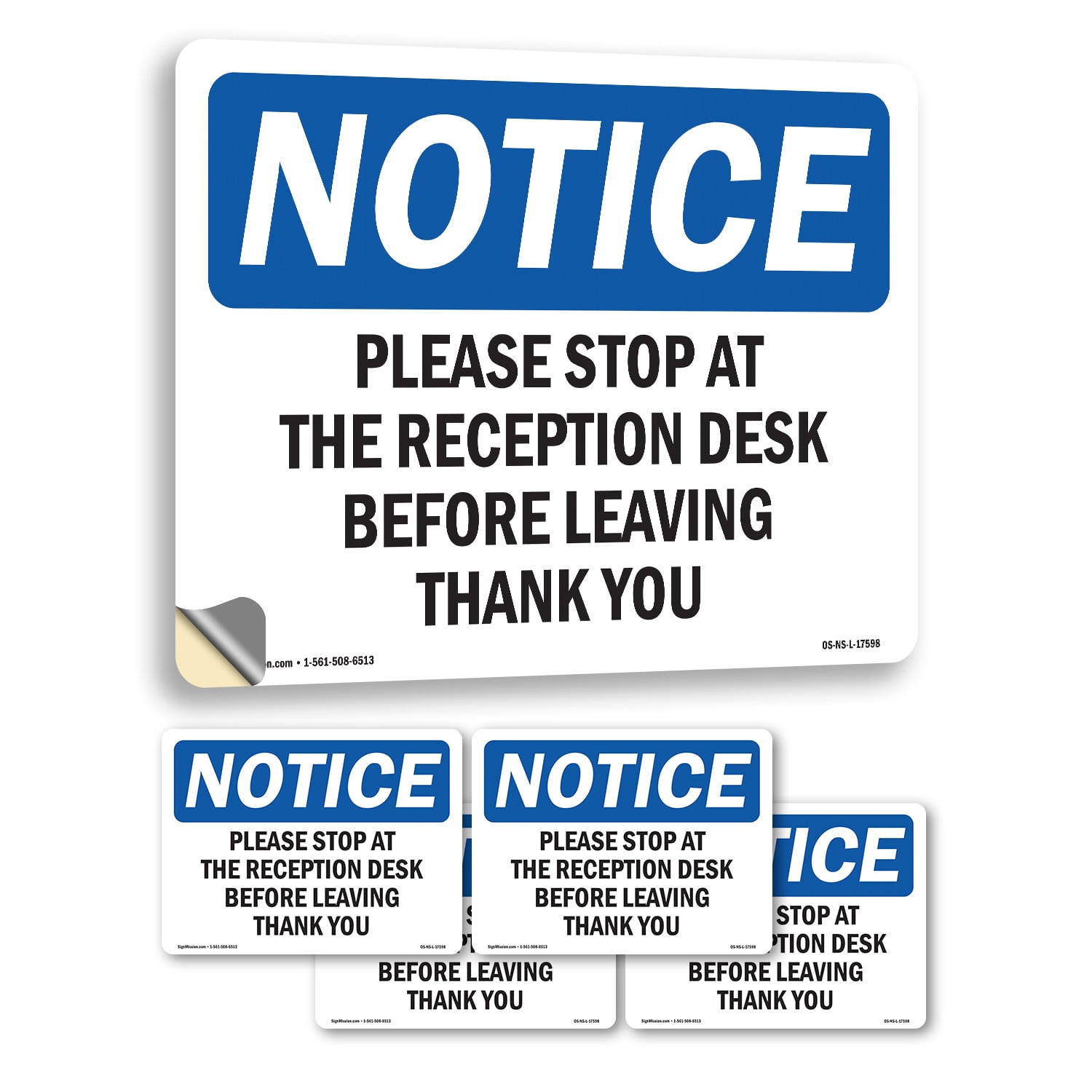 Please Stop At The Reception Desk Before OSHA Notice Vinyl Decal Label ...