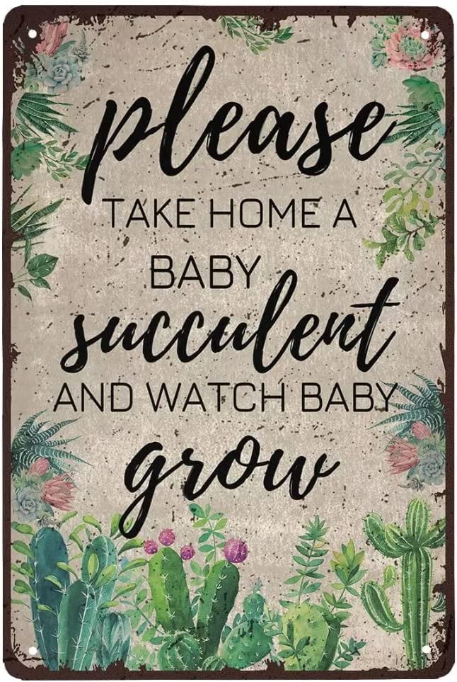 Please Take Home A Baby Succulent Retro Tin Sign 12x8 inch Succulent ...