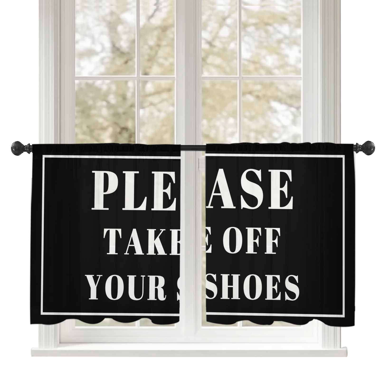 Please Take off Your Shoes Sheer Curtains 54 inches Long, Simple Text ...