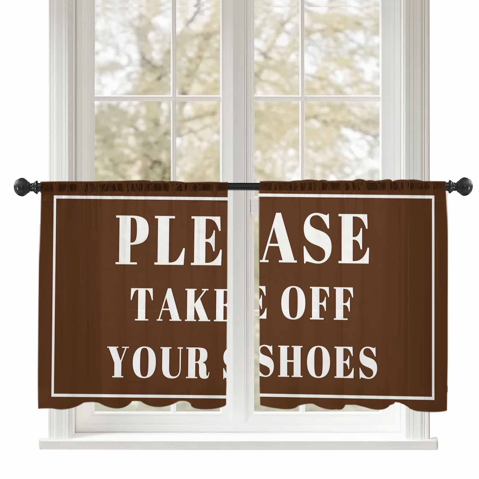 Please Take off Your Shoes Sheer Curtains 54 inches Long, Simple Text ...