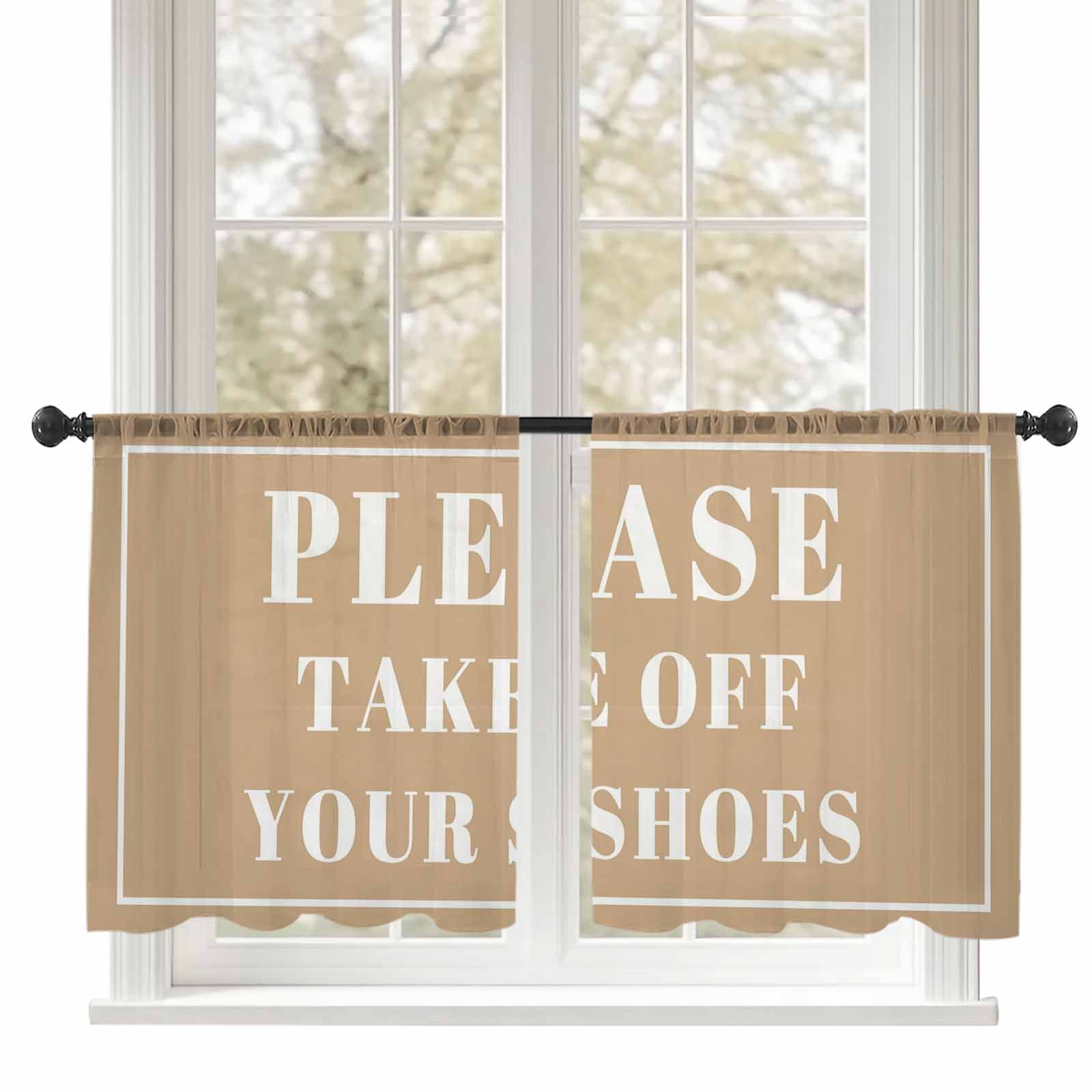 Please Take off Your Shoes Sheer Curtains 54 inches Long, Simple Text ...
