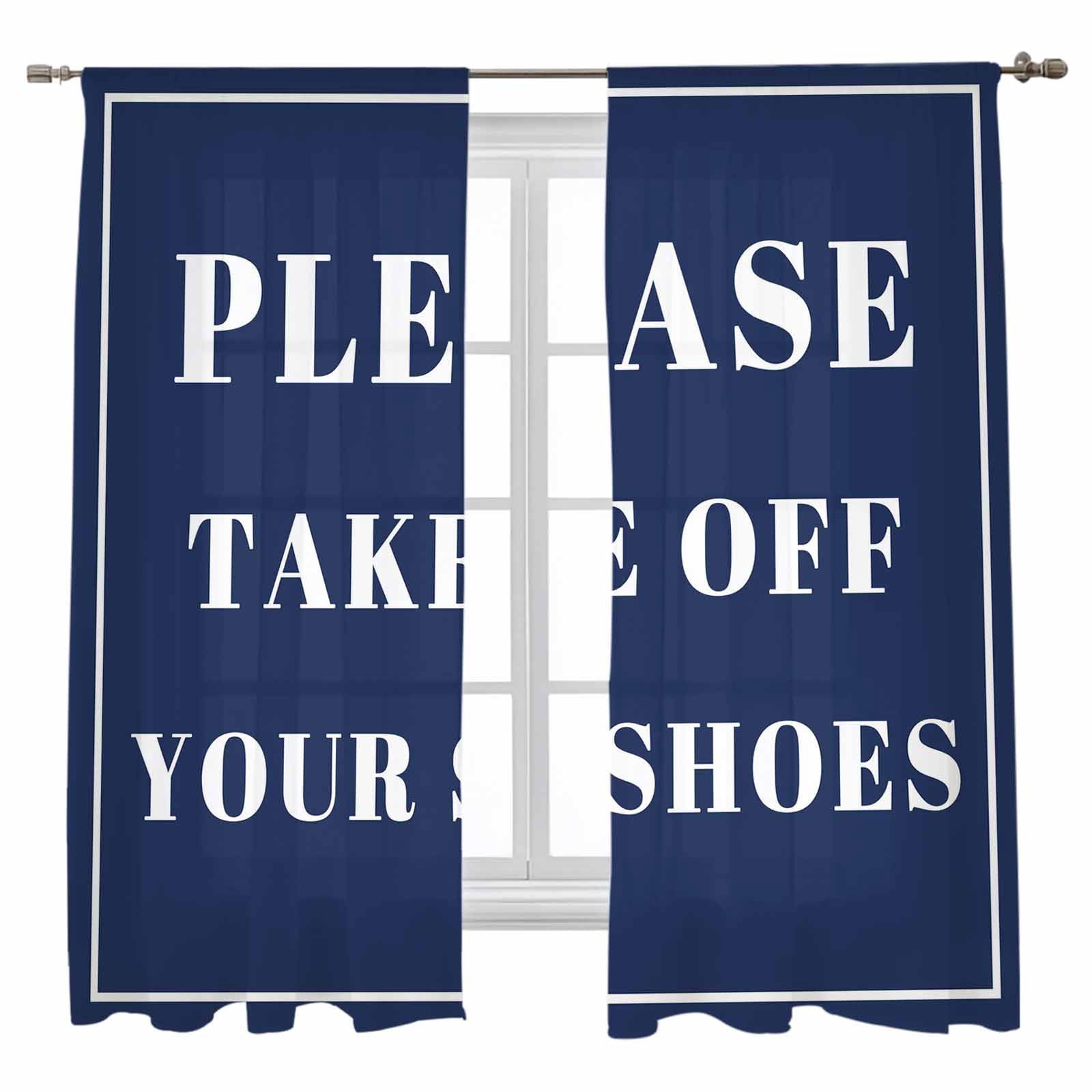 Please Take off Your Shoes Sheer Curtains 63 inches Long, Simple Text ...