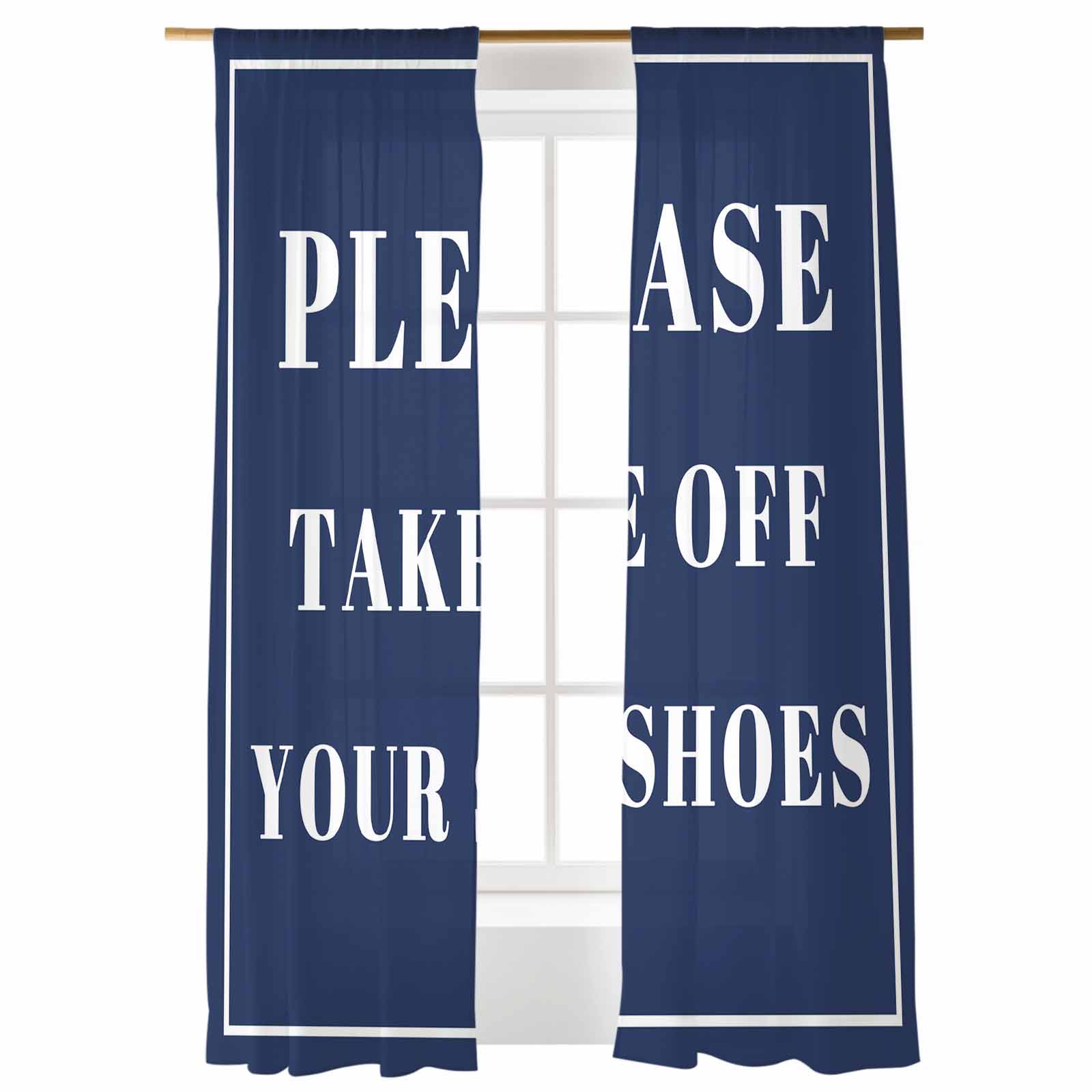 Please Take off Your Shoes Sheer Curtains 84 inches Long, Simple Text ...