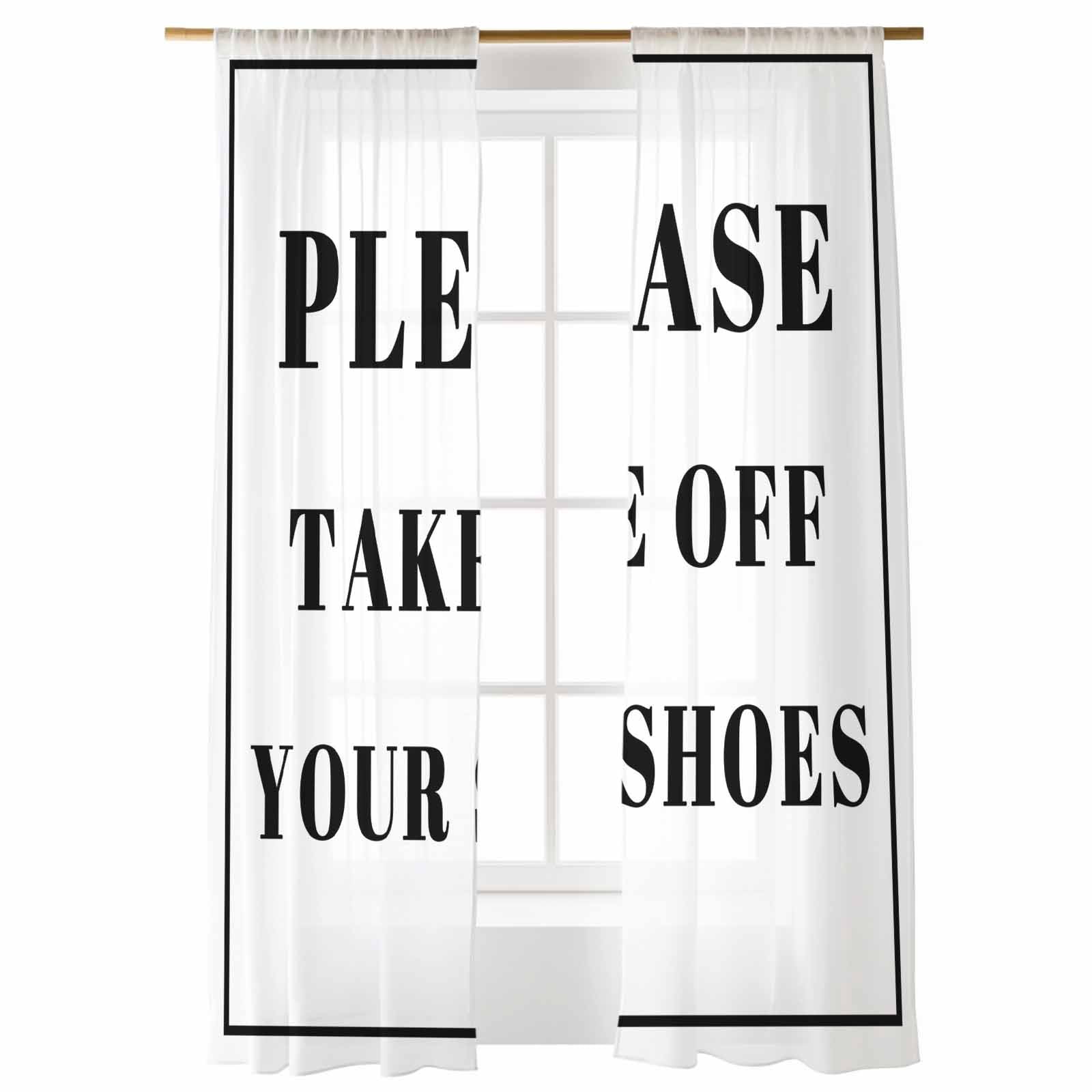 Please Take off Your Shoes Sheer Curtains 84 inches Long, Simple Text ...