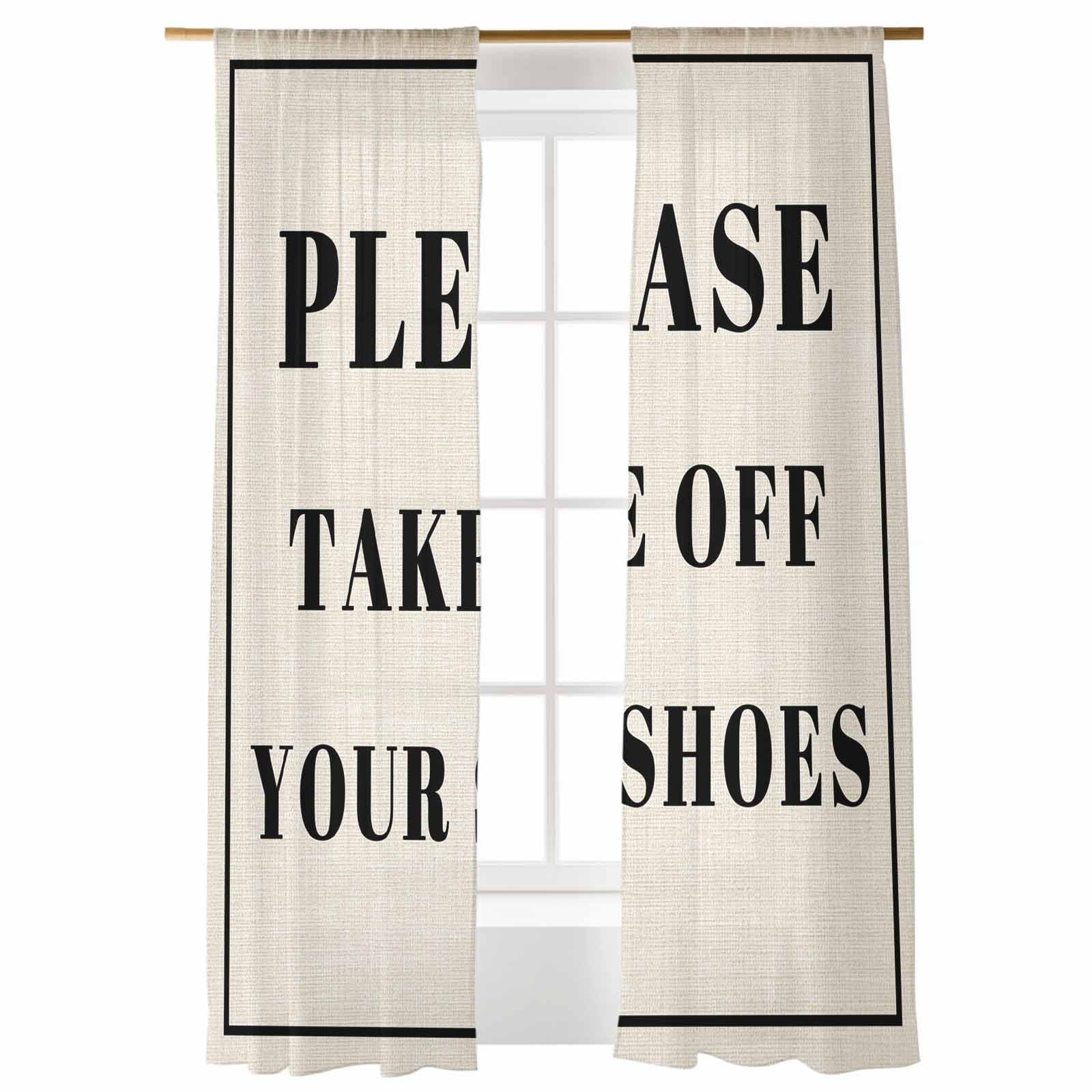 Please Take off Your Shoes Sheer Curtains 84 inches Long, Simple Text ...