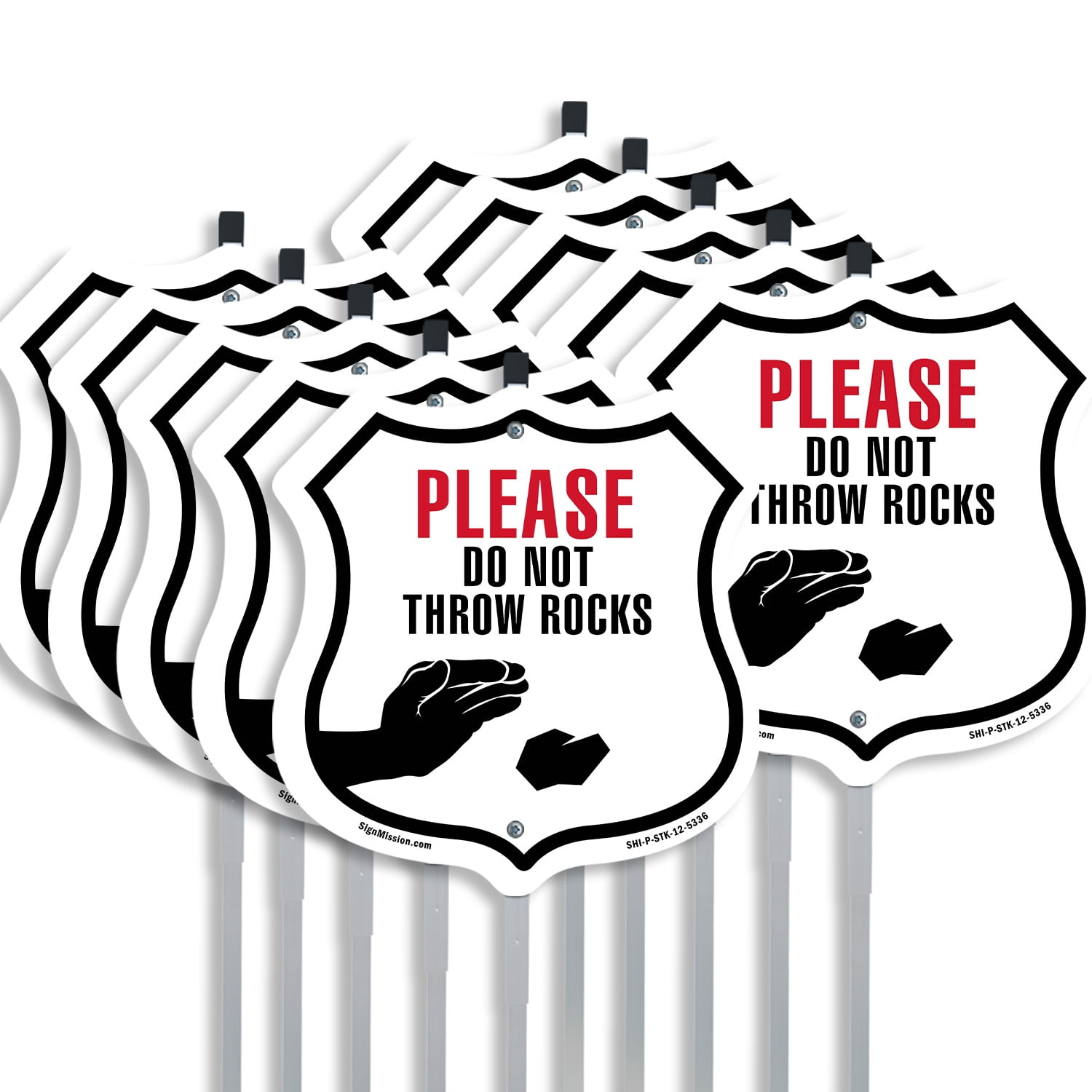 Please Do Not Throw Rocks (10 Pack) 12 inch X 12 inch Shield Shaped ...