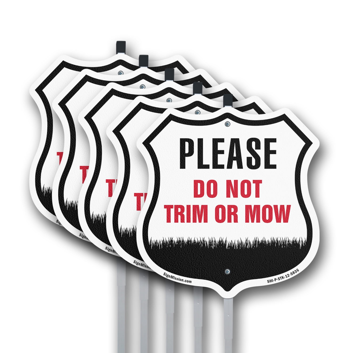 Please Do Not Trim Or Mow (5 Pack) 12 inch X 12 inch Shield Shaped Rust ...