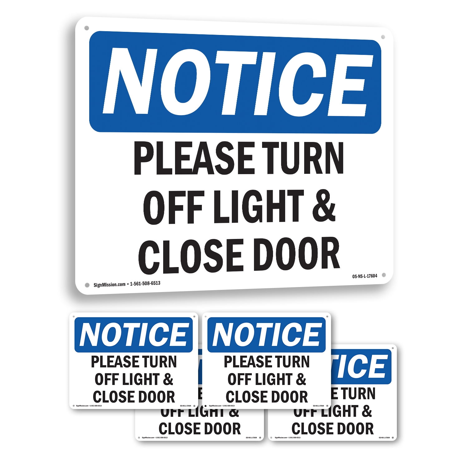 Please Turn Off Light & Close Door OSHA Notice Rigid Plastic Sign 24 ...