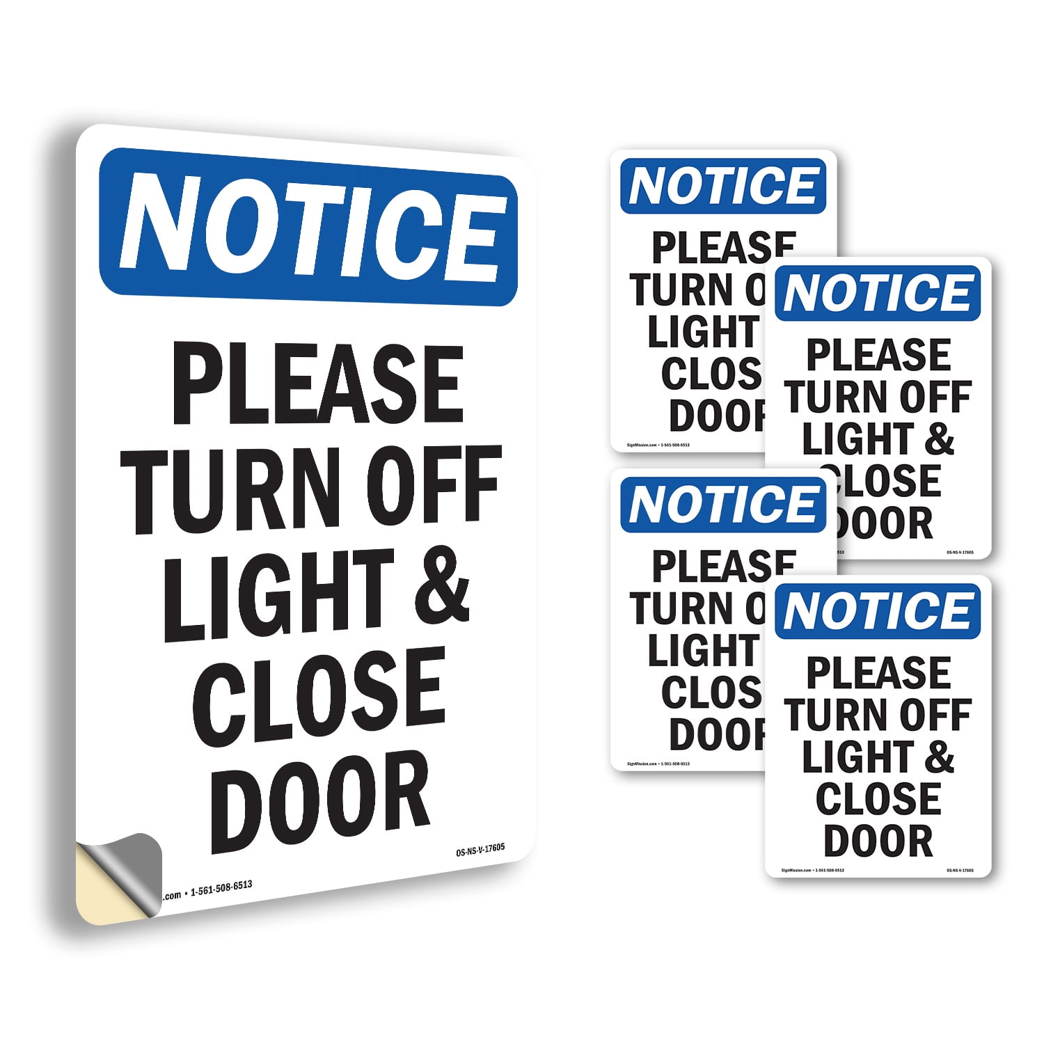 Please Turn Off Light & Close Door OSHA Notice Vinyl Decal Label 10 ...