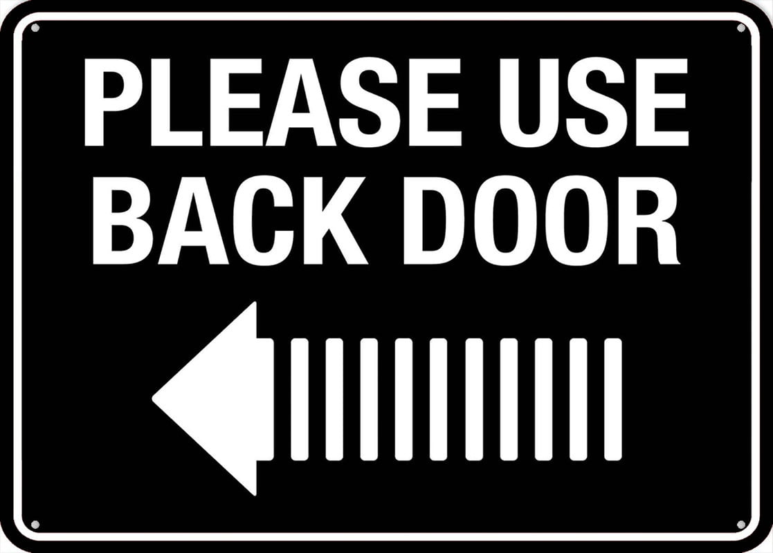 Please Use Back Door Left Arrow Sign Outdoor Signs Aluminum 12X8 Inch ...