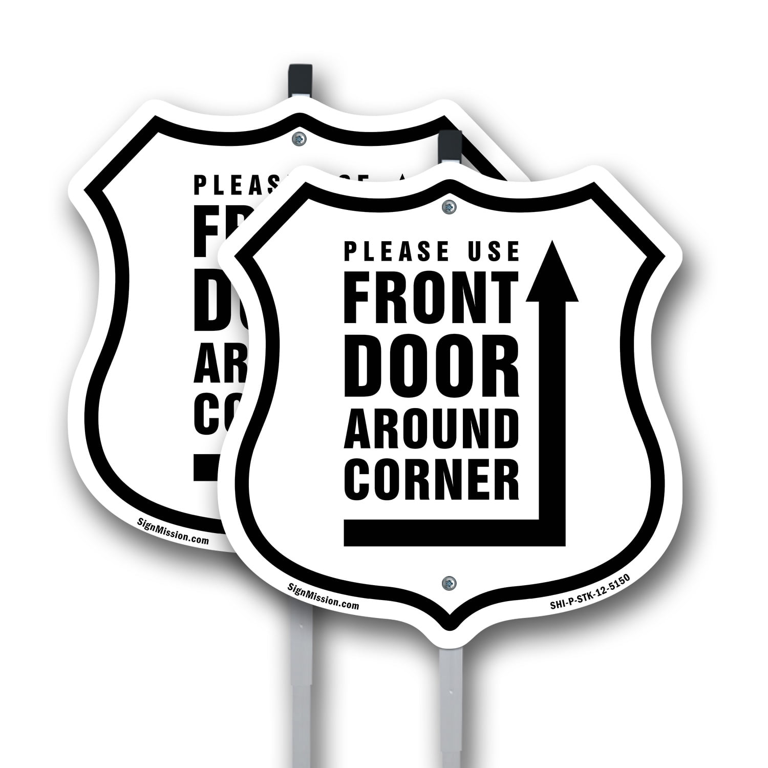 Please Use Front Door Around Corner Left Up Arrow (2 Pack) 12 inch X 12 ...