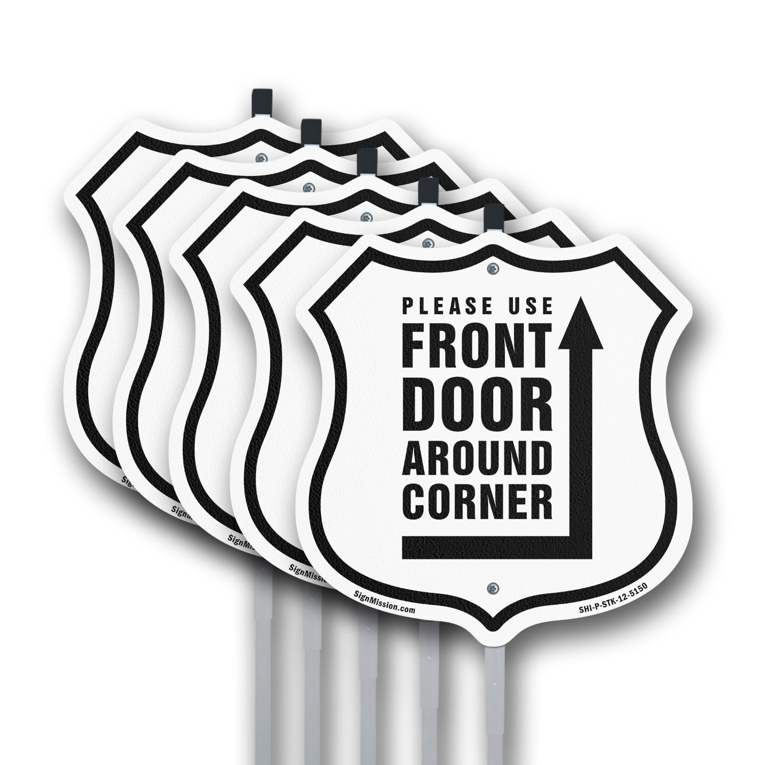Please Use Front Door Around Corner Left Up Arrow (5 Pack) 12 inch X 12 ...