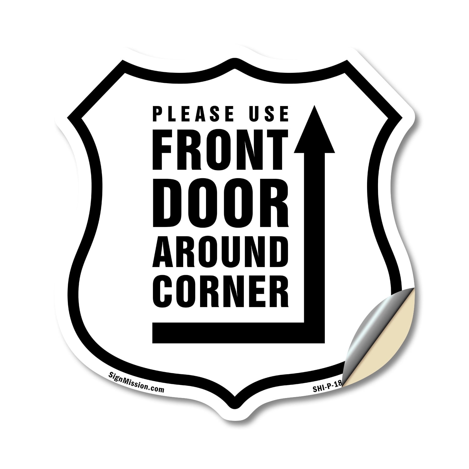 Please Use Front Door Around Corner Left Up Arrow (5 Pack) 4 inch X 4 ...