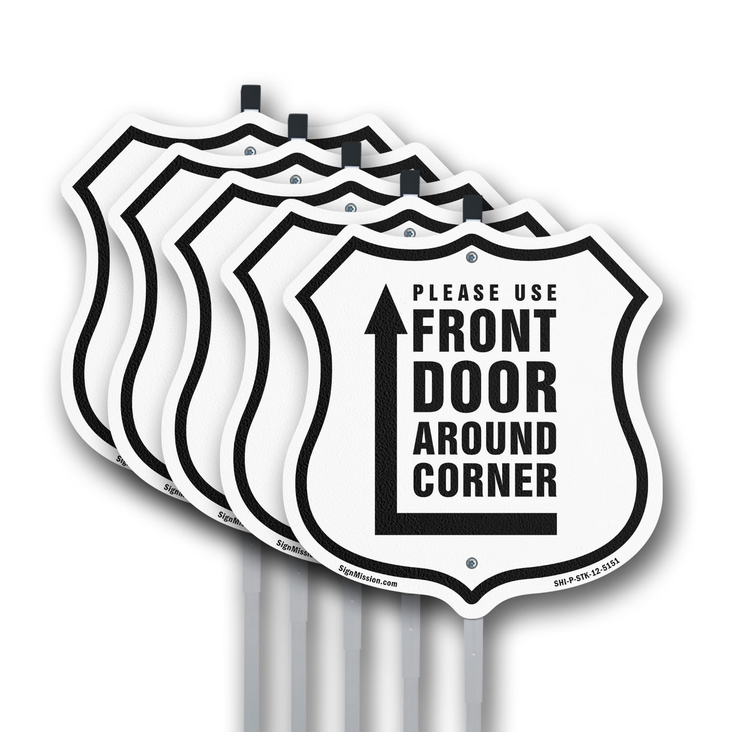 Please Use Front Door Around Corner Right Up Arrow (5 Pack) 12 inch X ...