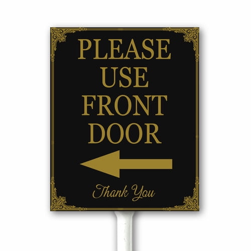 Please Use Front Door - Left Arrow Yard Sign with Stake, Chic Outdoor ...