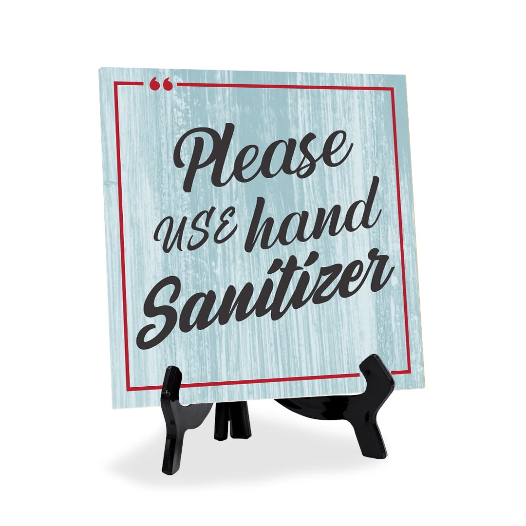Please Use Hand Sanitizer 5"x 5" Square Table Sign With Acrylic Easel ...