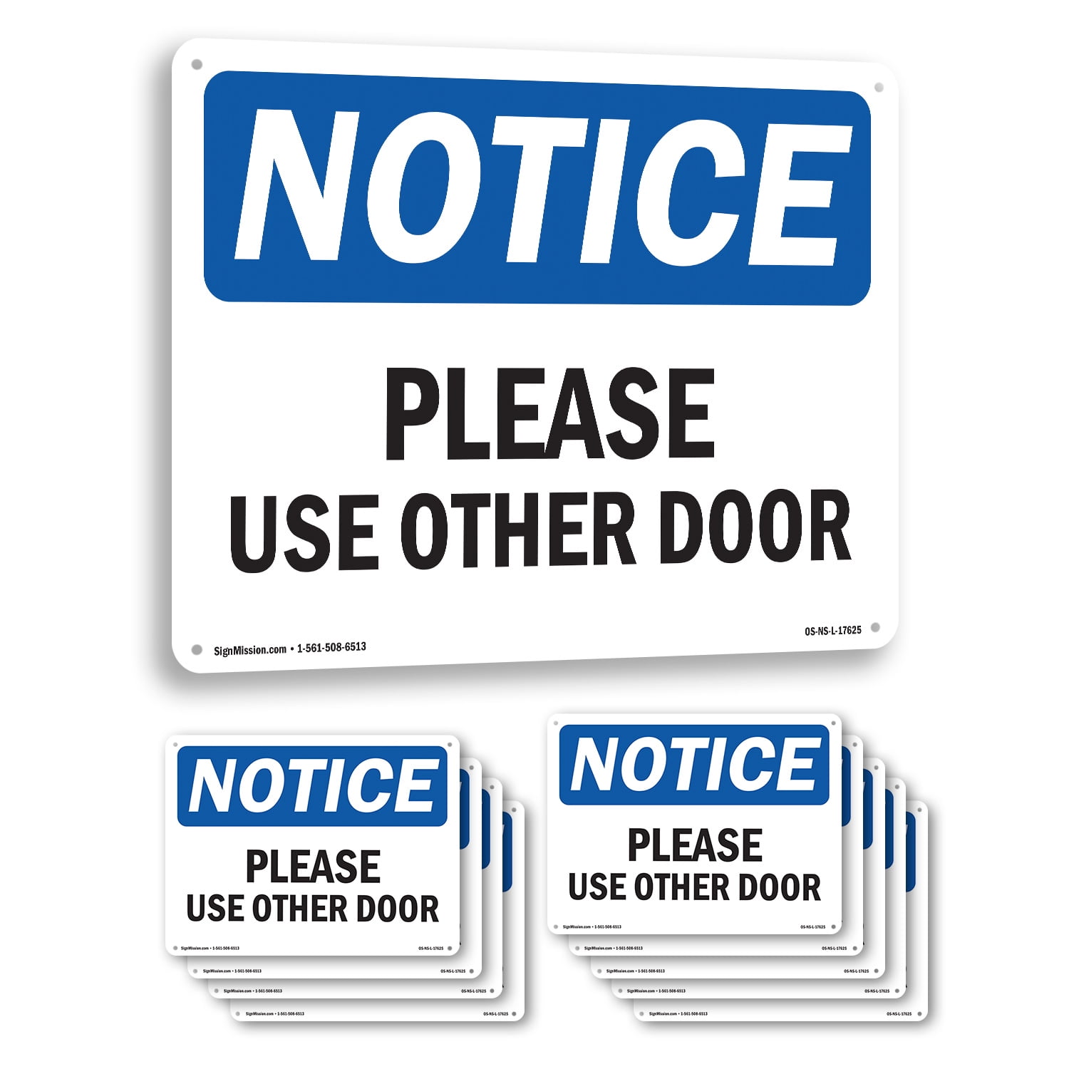Please Use Other Door OSHA Notice Aluminum Sign 10 Inch x 7 Inch - 10 ...
