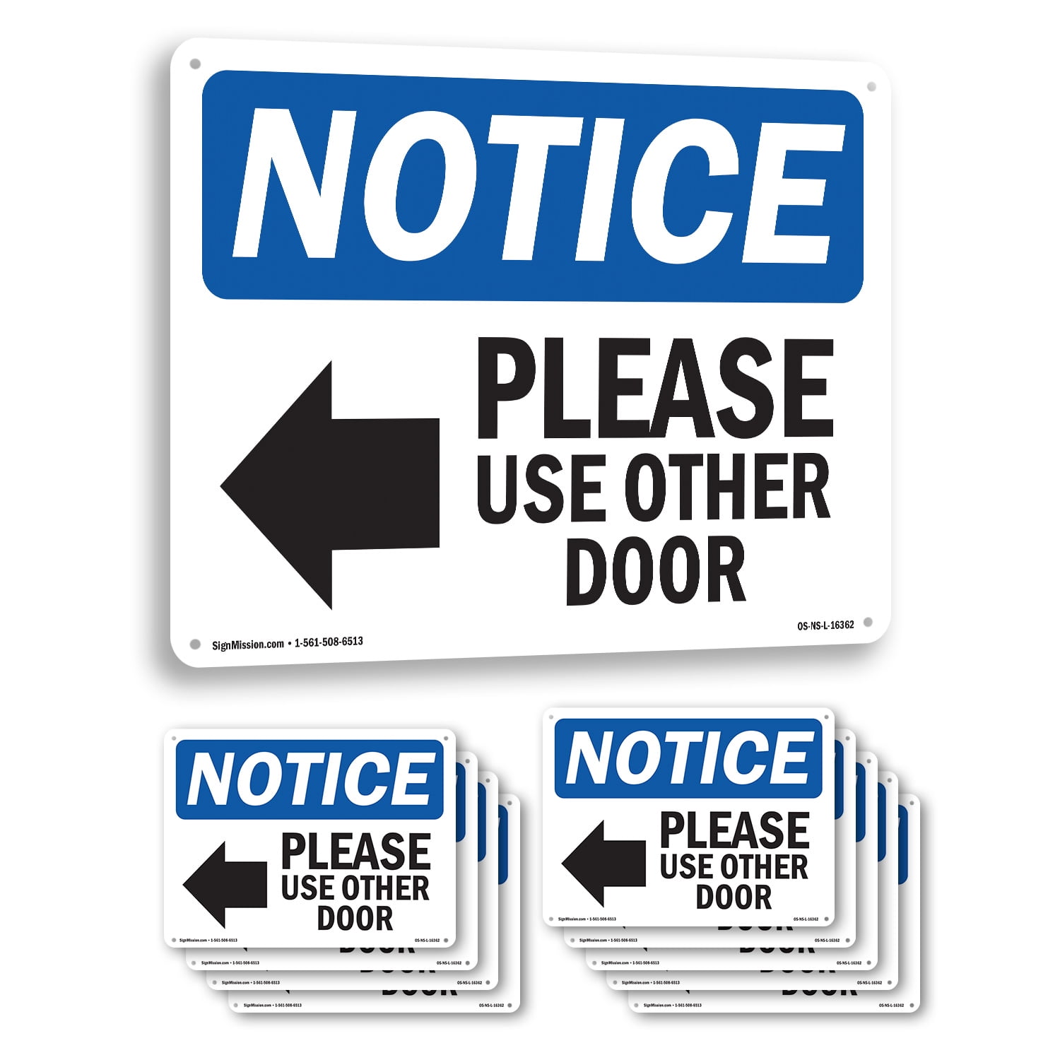 Please Use Other Door OSHA Notice Rigid Plastic Sign 10 Inch x 7 Inch ...
