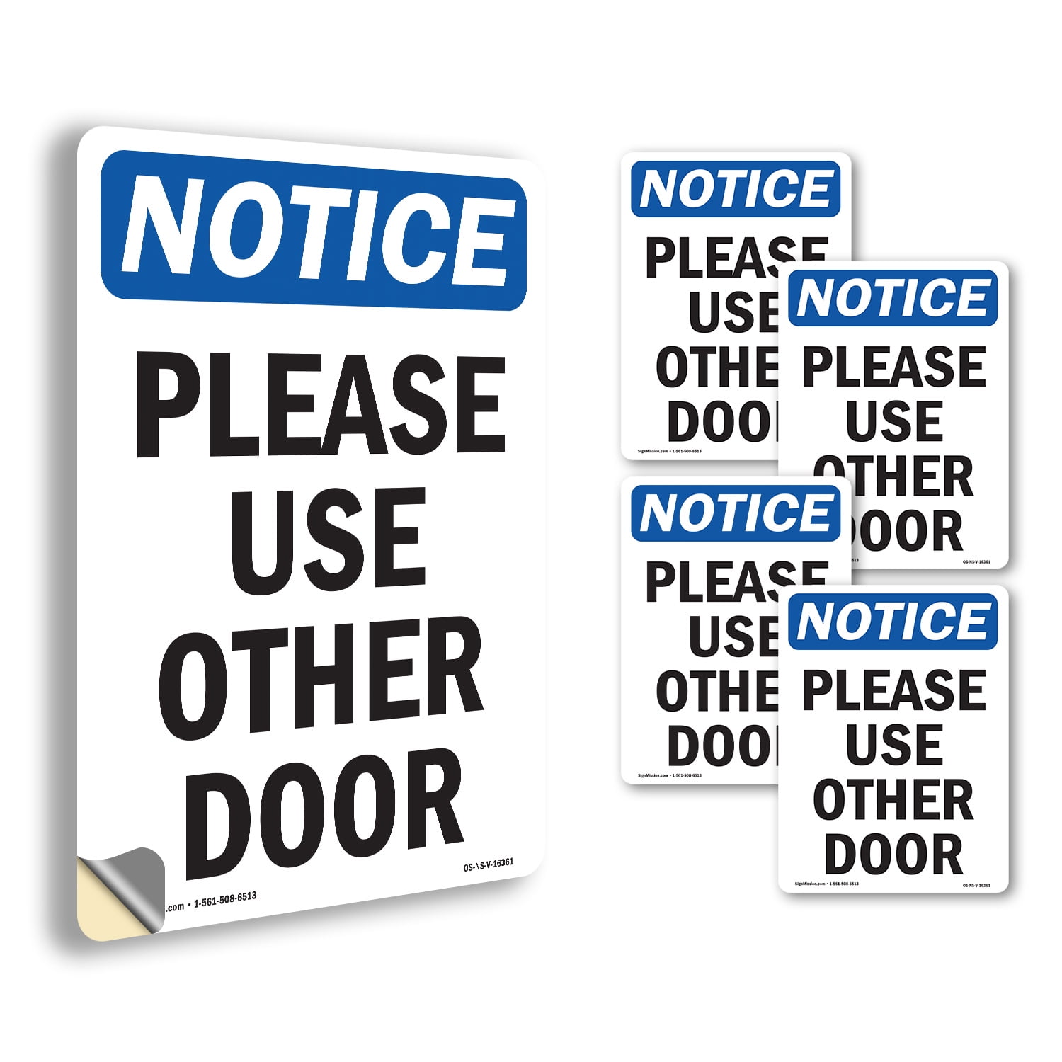 Please Use Other Door OSHA Notice Vinyl Decal Label 10 Inch x 7 Inch ...