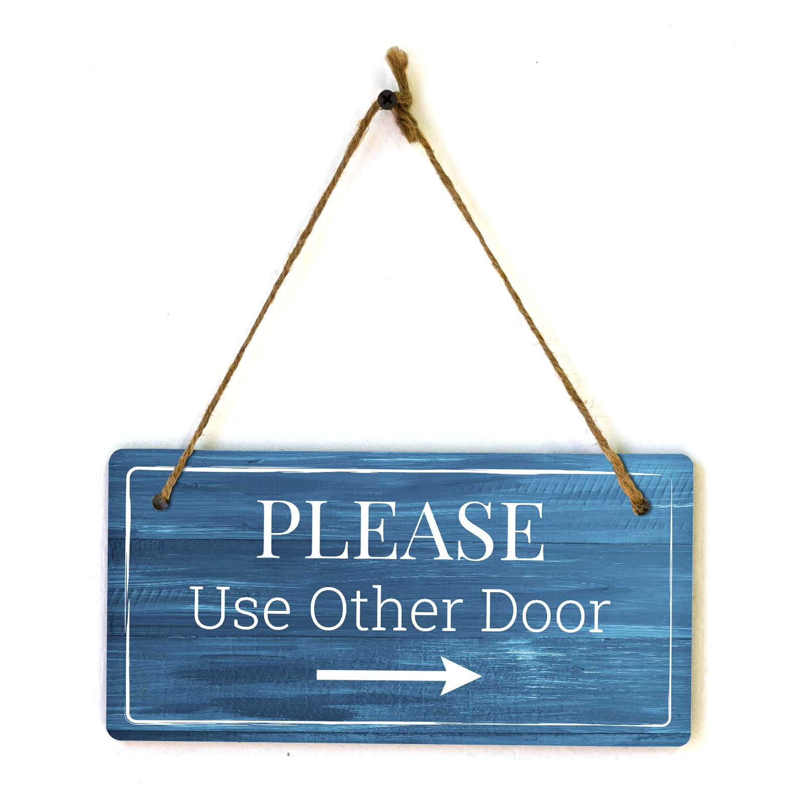 Please Use Other Door ? | Rustic Dark Blue Wood 5 x 10" Hanging Sign ...