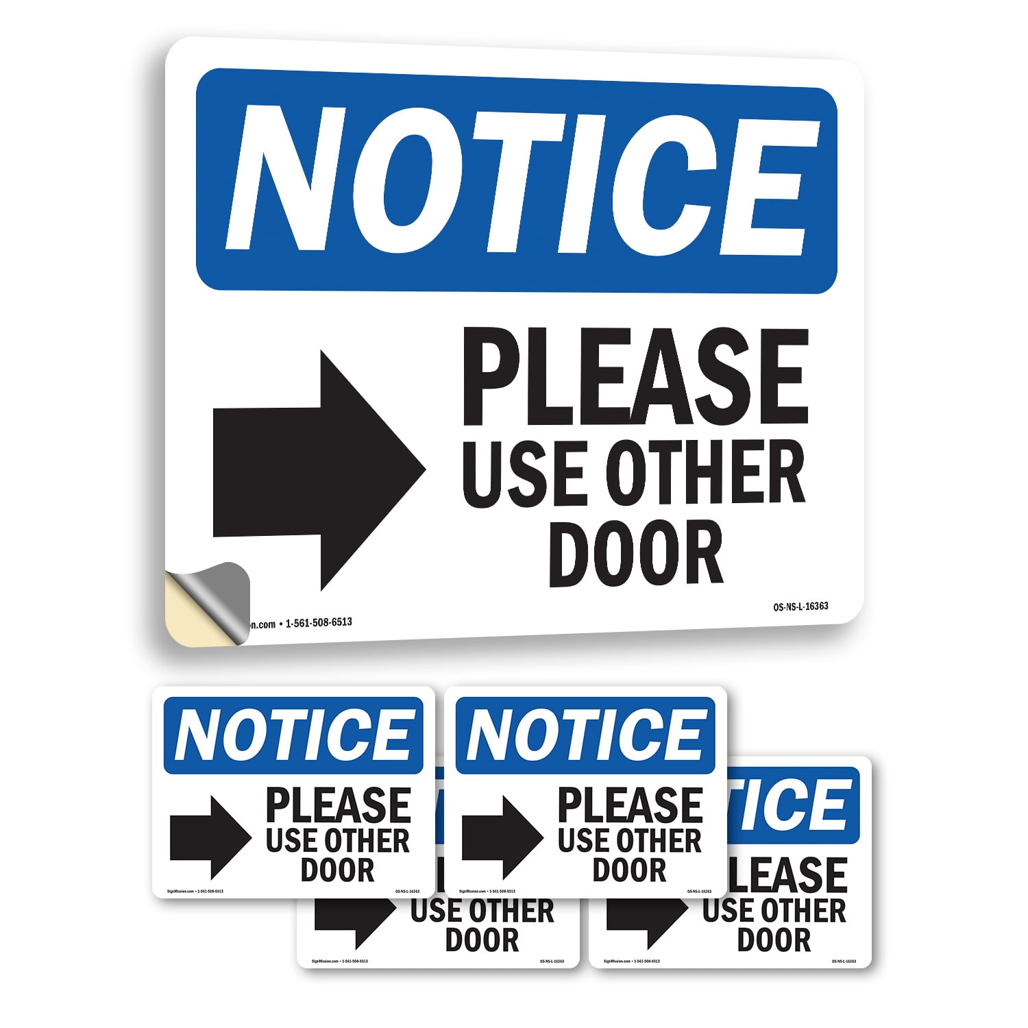 Please Use Other Door With Symbol OSHA Notice Vinyl Decal Label 10 Inch ...