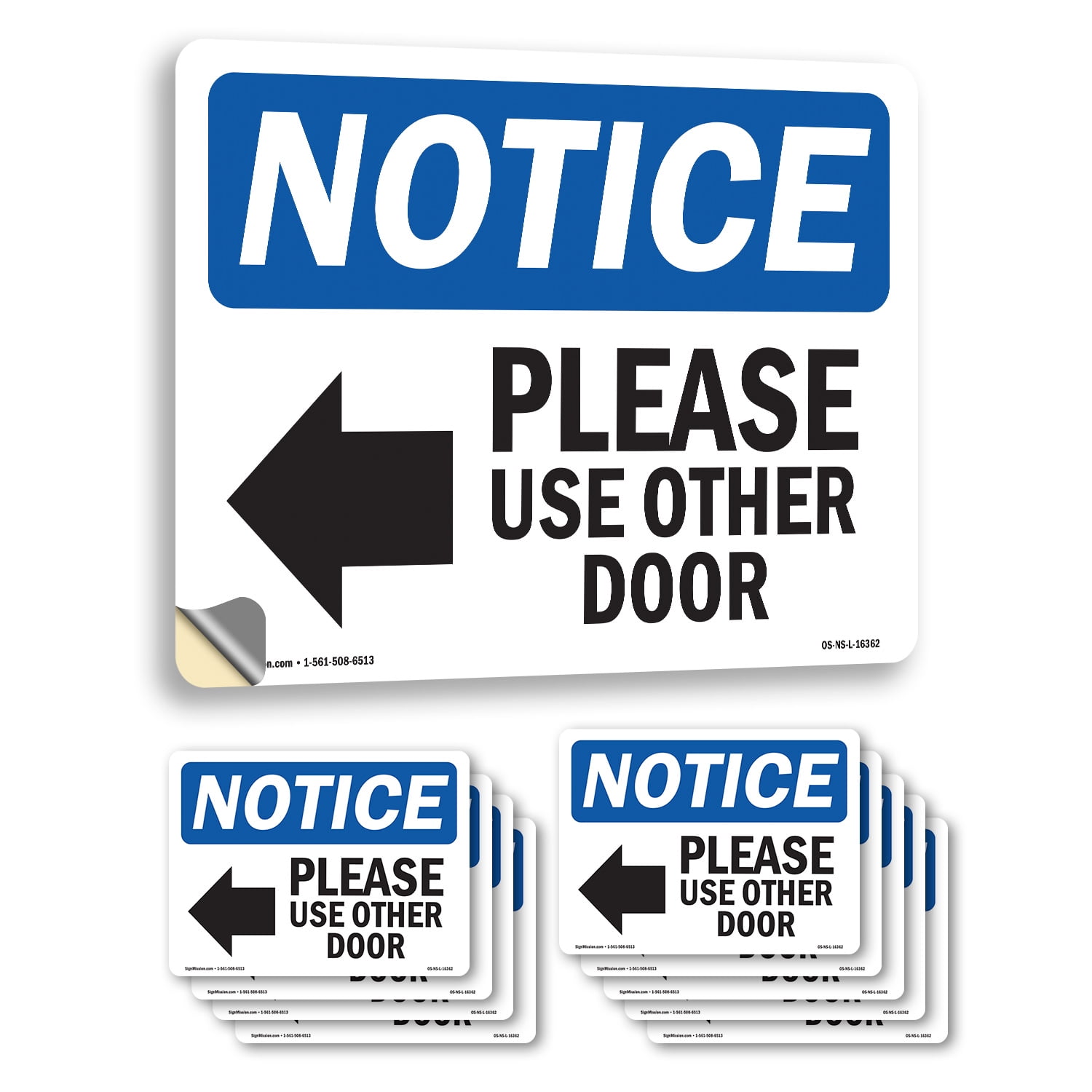 Please Use Other Door With Symbol OSHA Notice Vinyl Decal Label 5 Inch ...