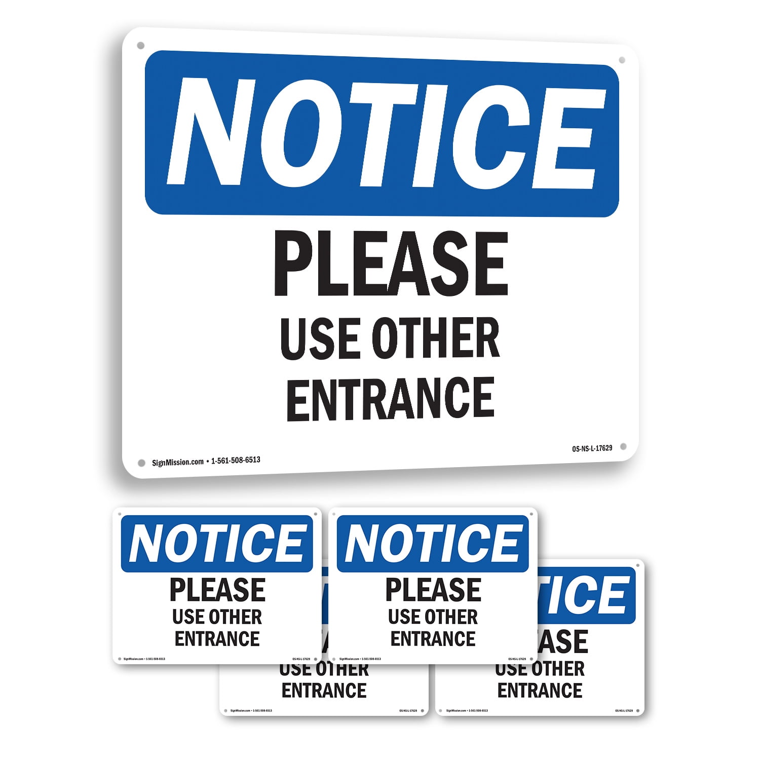 Please Use Other Entrance OSHA Notice Rigid Plastic Sign 18 Inch x 12 ...