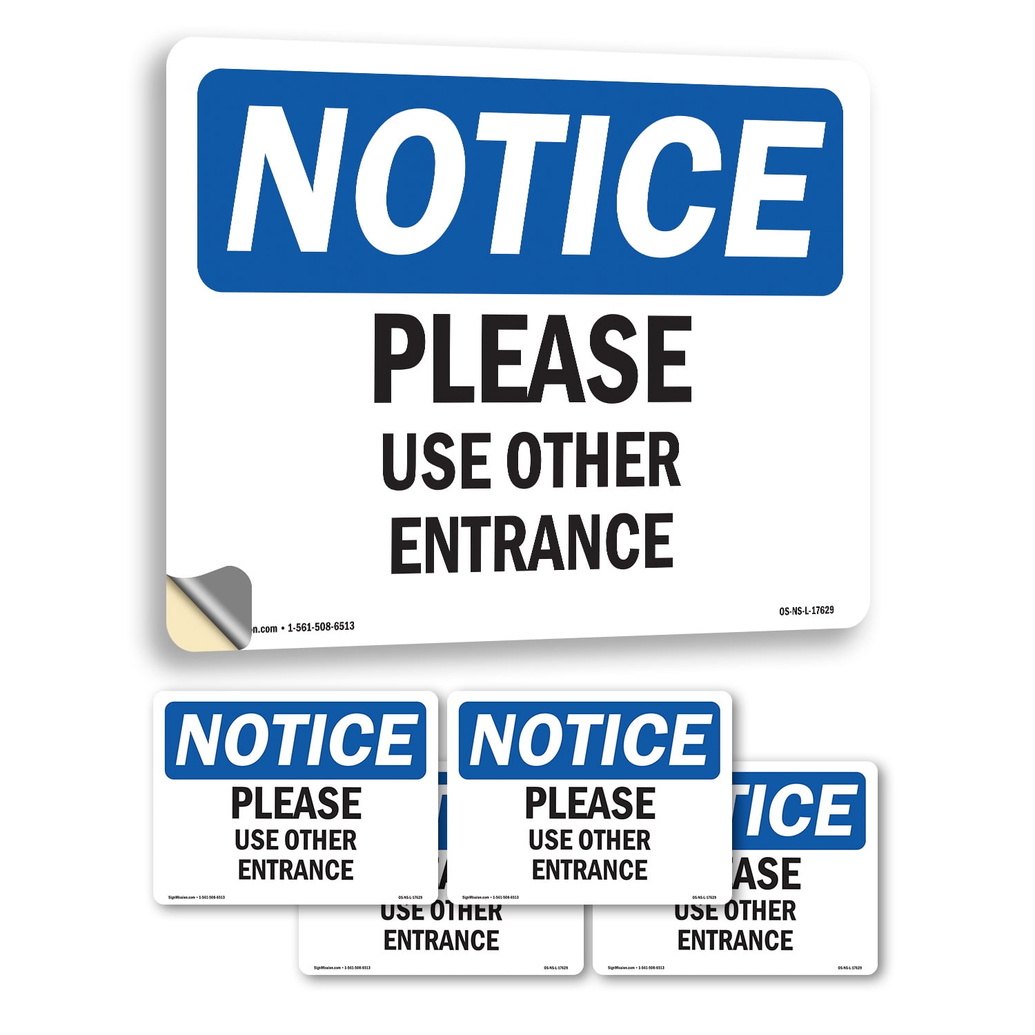 Please Use Other Entrance OSHA Notice Vinyl Decal Label 7 Inch x 5 Inch ...