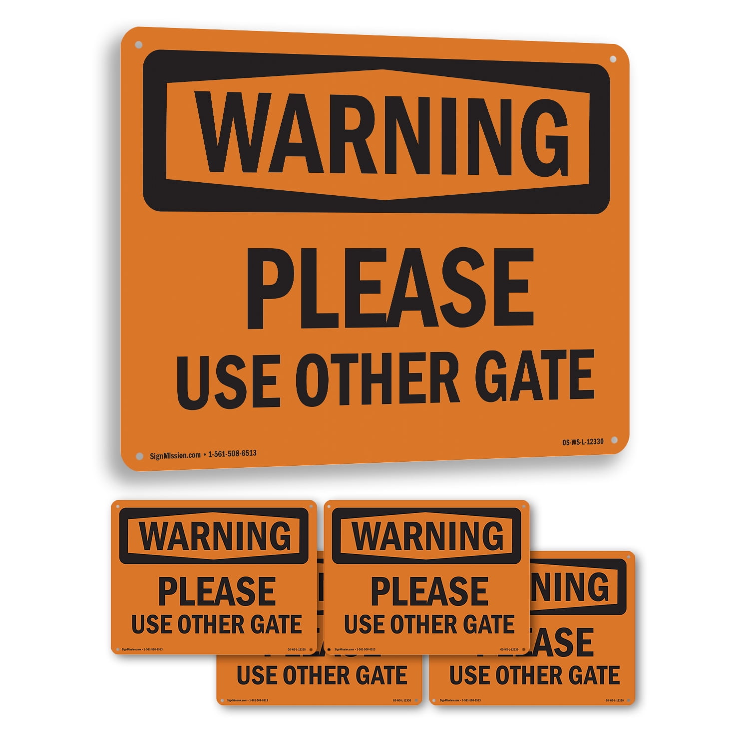 Please Use Other Gate OSHA WARNING Aluminum Sign 18 Inch x 12 Inch - 5 ...